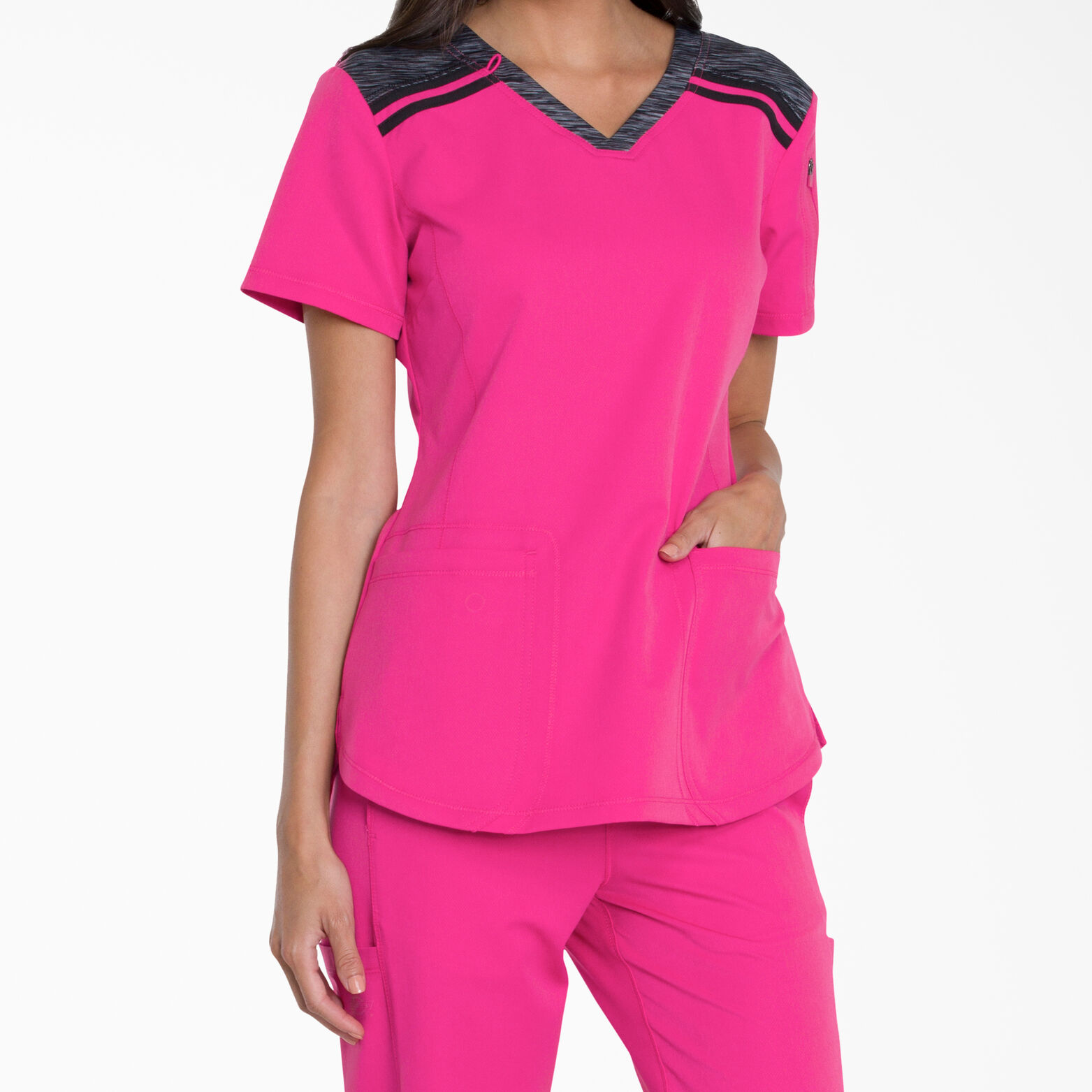 V Neck Top Hot Pink Womens Scrubs Dickies
