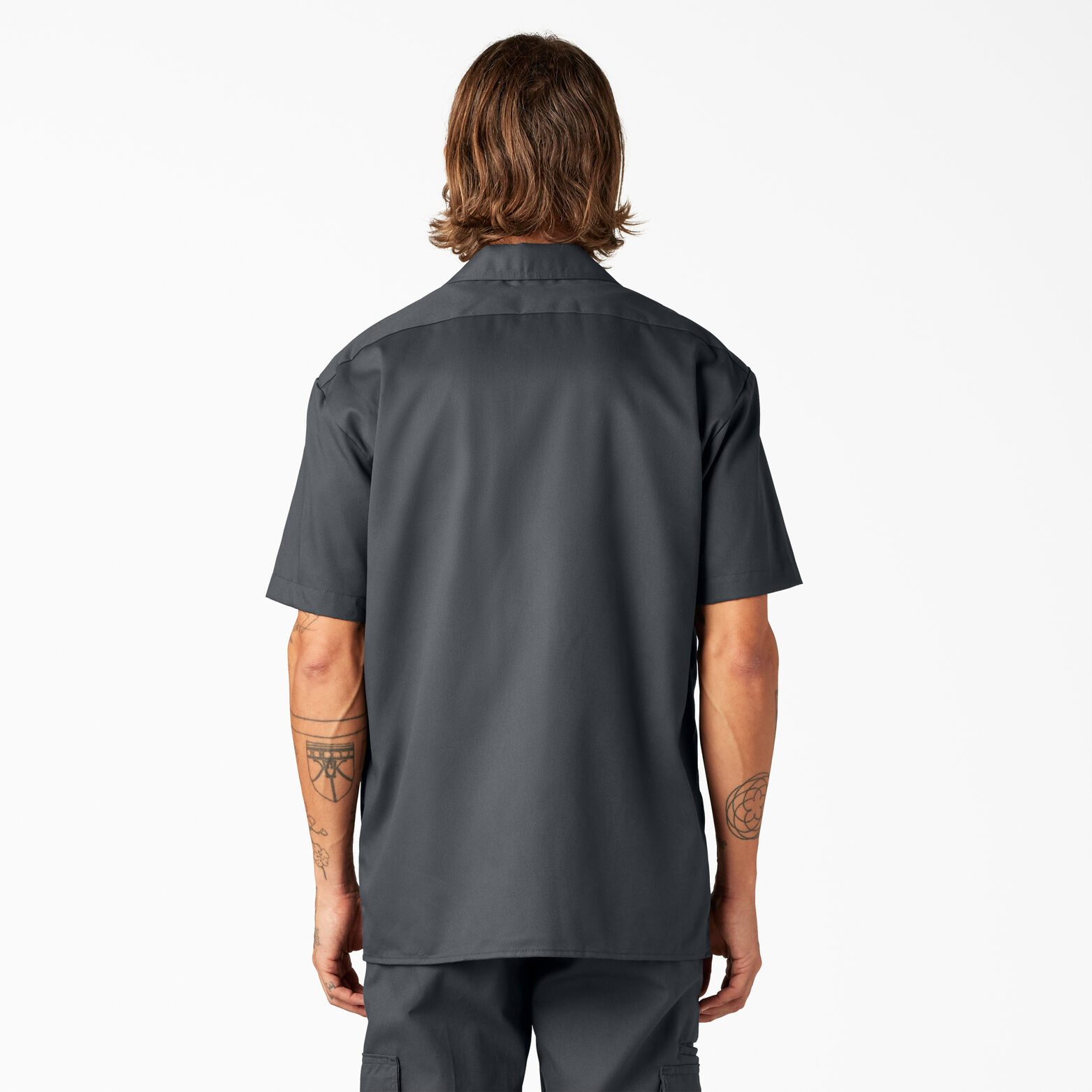 Flex Relaxed Fit Short Sleeve Twill Work Shirt Charcoal Gray Dickies