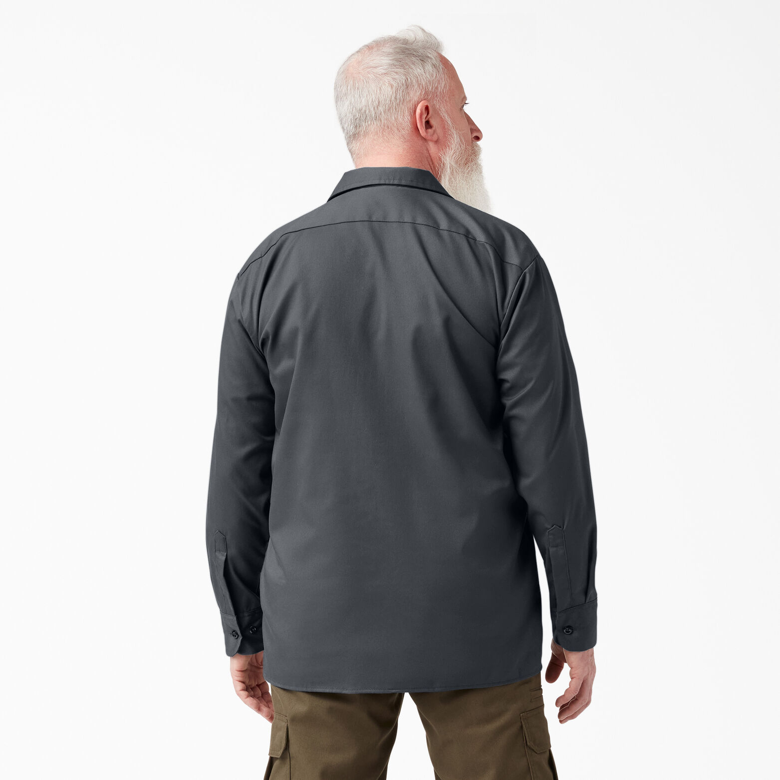 Flex Relaxed Fit Long Sleeve Twill Work Shirt Charcoal Gray Dickies