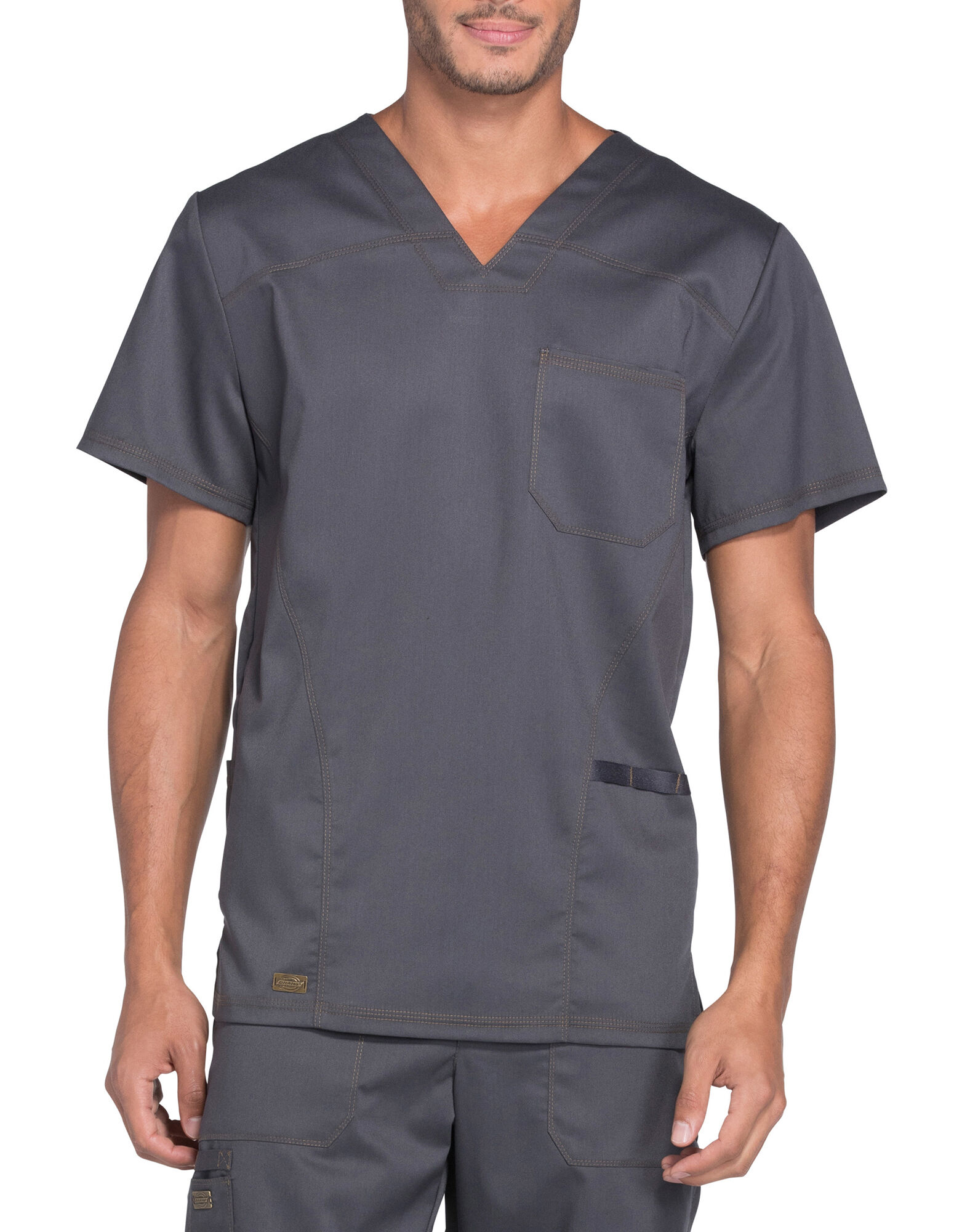 Mens Essence V Neck Scrub Top Dickies Us Pewter Gray Xl